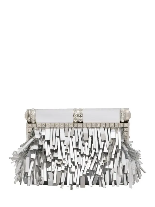 Dolce & Gabbana Mordore Nappa Bag With Fringing Clutches And Mini Bags - Silver