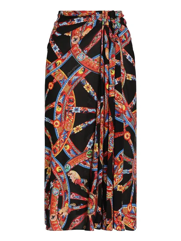 Dolce & Gabbana Carretto-print Viscose Jersey Skirt Skirts - Multicolor