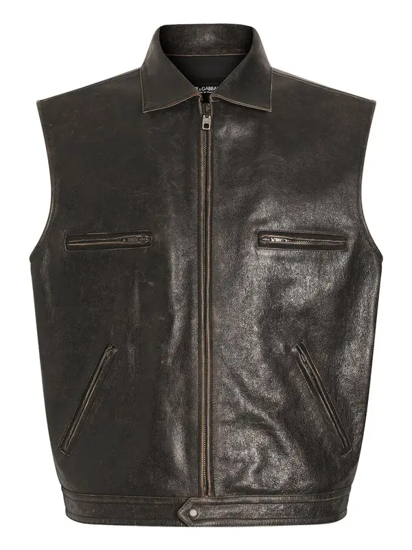 Dolce & Gabbana Leather Vest - Black