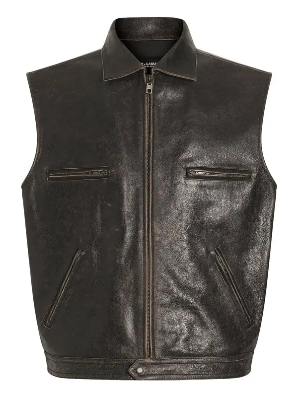 Dolce & Gabbana Leather Vest - Black