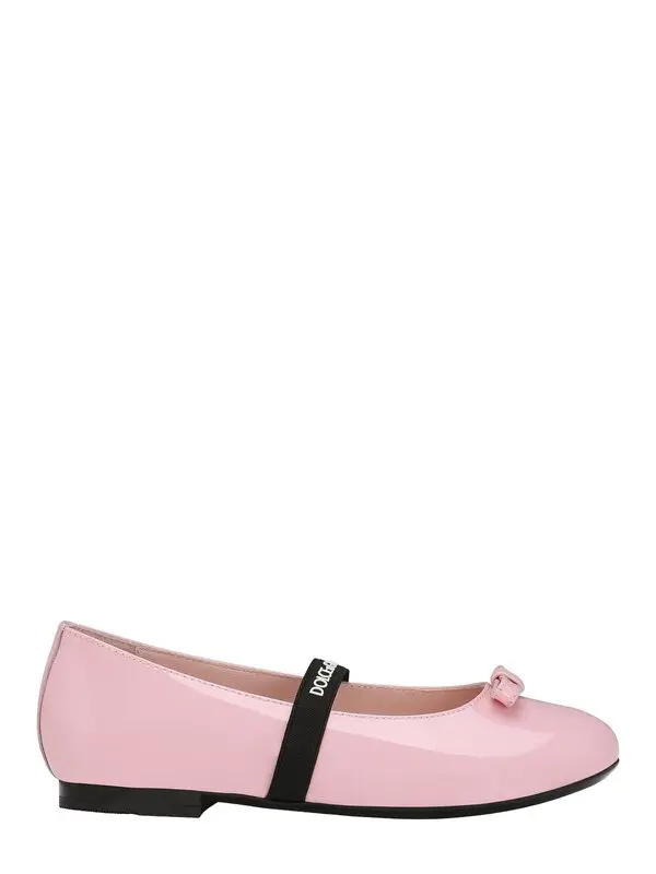 Dolce & Gabbana Patent Leather Ballerina Shoes With Bow Detailing - Pink