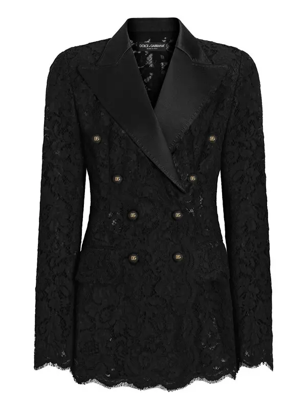 Dolce & Gabbana Double-breasted Jacket In Cordonetto Lace Blazers - Black