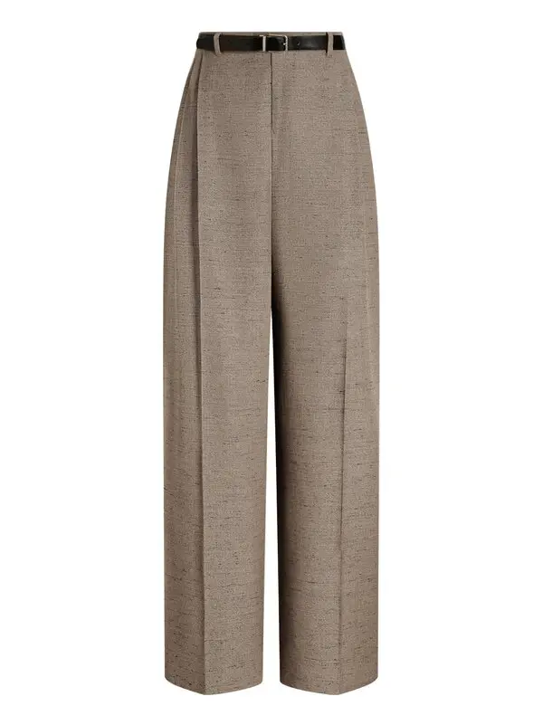 Dolce & Gabbana Tweed-effect Linen And Viscose Trousers Pants And Shorts Beige - Multicolor