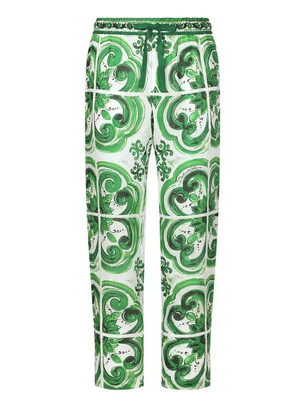 Dolce & Gabbana Majolica- Linen Jogging Pants - Print