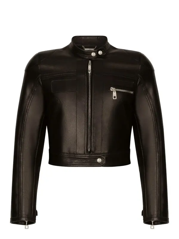 Dolce & Gabbana Nappa Leather Biker Jacket Coats And Jackets Leather - Black