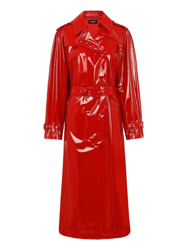 Dolce & Gabbana Patent Leather Trench Coat Coats And Jackets Fabric - Red