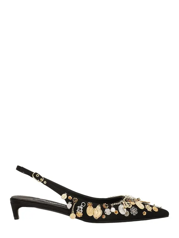 Dolce & Gabbana Satin And Embroidered Slingbacks Pumps And Slingback - Multicolor