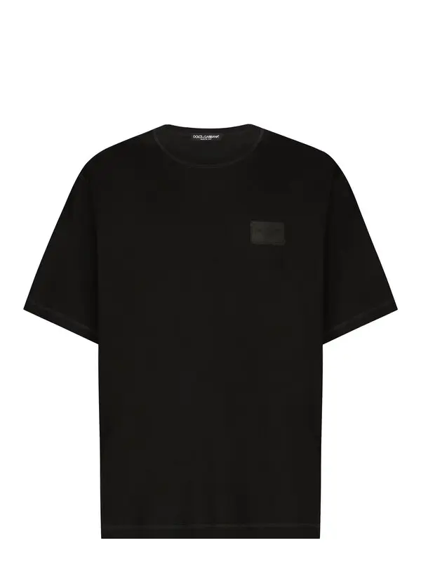 Dolce & Gabbana Cotton T-shirt With Branded Tag T-shirts And Polos - Black