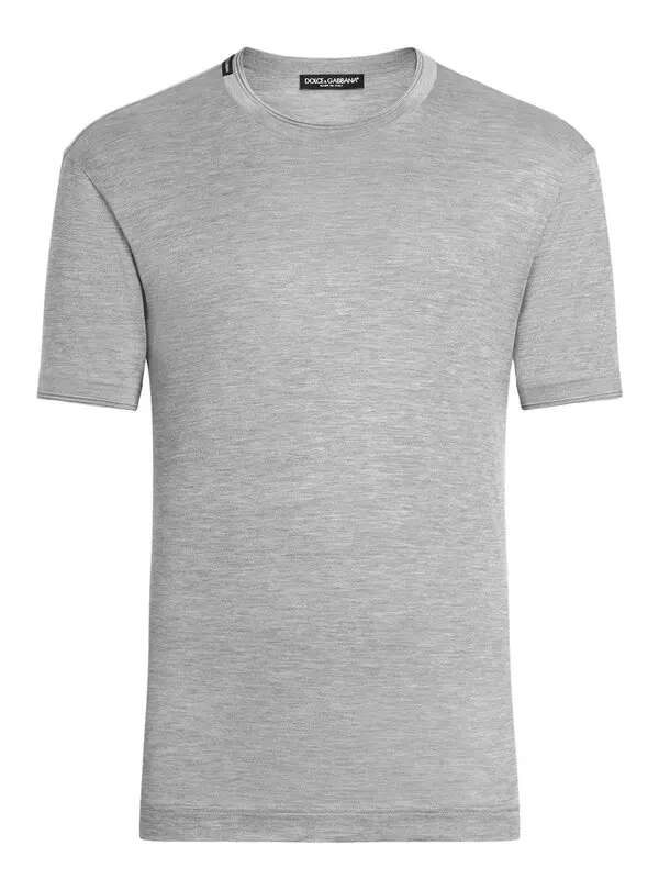 Dolce & Gabbana Short-sleeved Silk T-shirt T-shirts And Polos Gray - Grey
