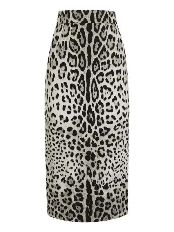 Dolce & Gabbana Charmeuse Calf-length Pencil Skirt With Leopard Skirts Silk - Print