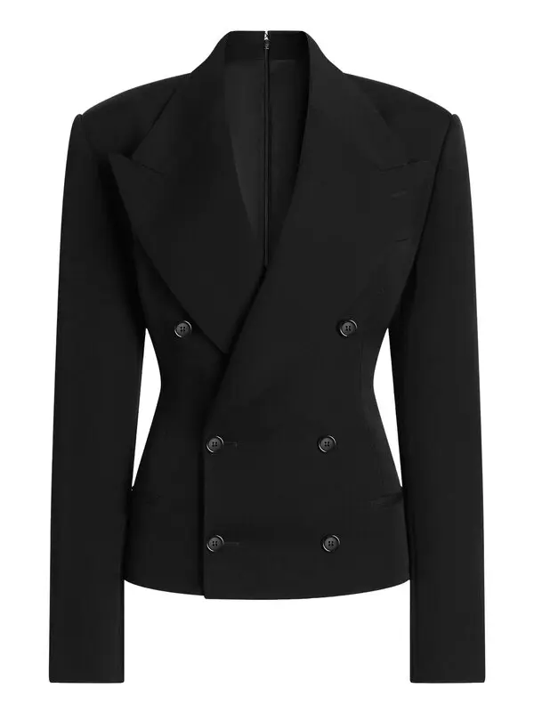 Dolce & Gabbana Double-breasted Jacket In Wool Gabardine Blazers Wool - Black