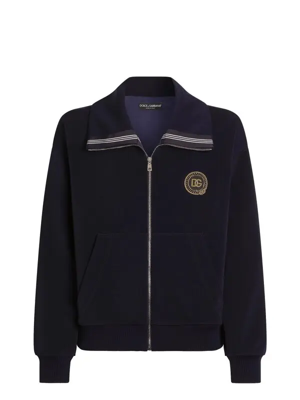 Dolce & Gabbana Jersey Sweatshirt With Patch Coats And Jackets - Blue