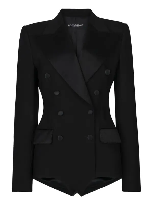 Dolce & Gabbana Double-breasted Tuxedo Jacket Bodysuit Shirts And Tops Fabric - Black