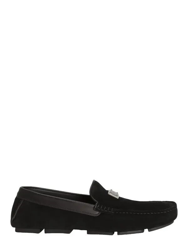 Dolce & Gabbana Split Calfskin Slipper Driver Shoes - Black