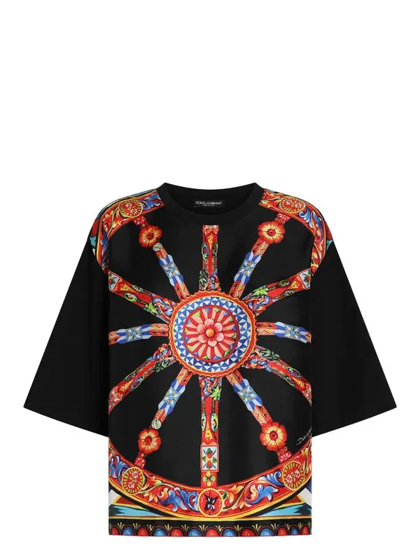 Dolce & Gabbana Carretto-print Jersey T-shirt T-shirts And Sweatshirts - Multicolor