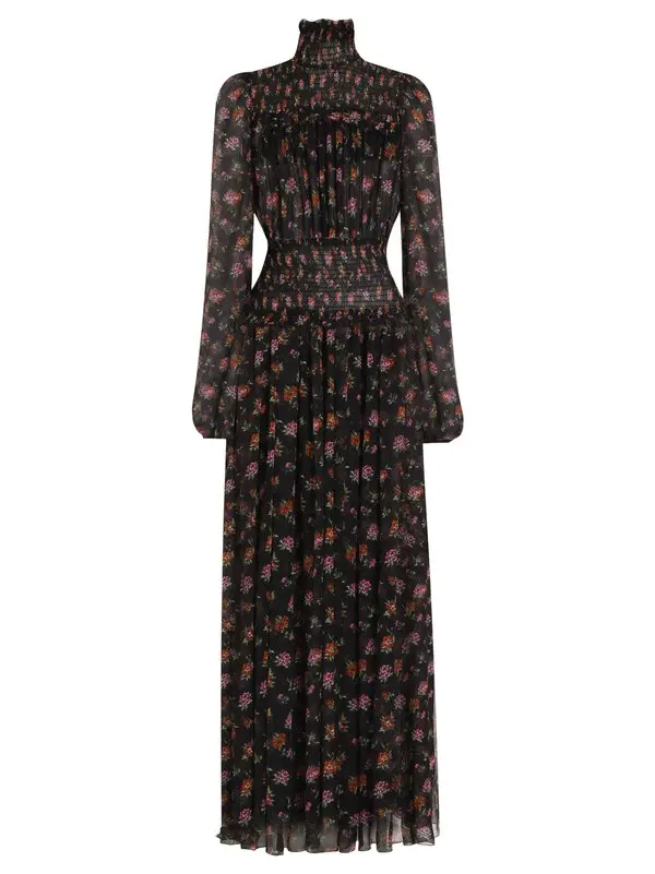 Dolce & Gabbana Floral-print Long Chiffon Dress Dresses - Multicolor