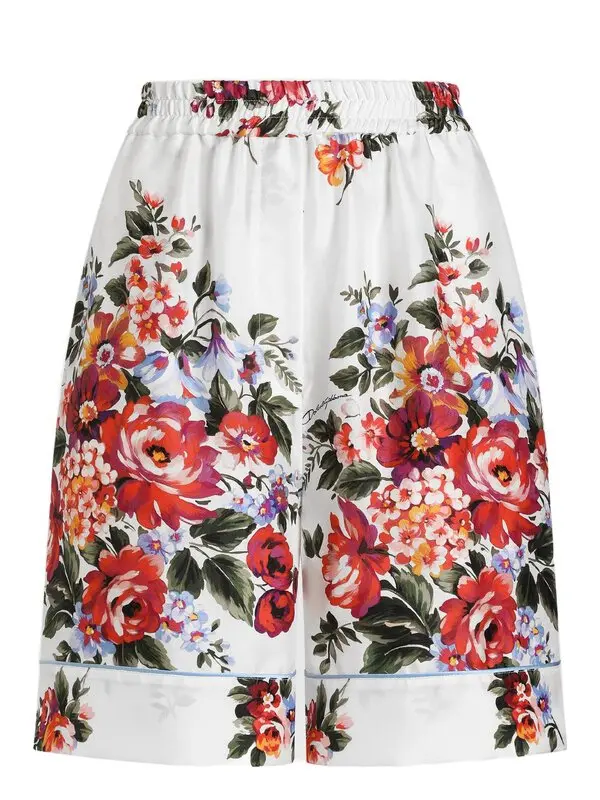 Dolce & Gabbana Flower Bouquet-print Twill Vanity Bermuda Shorts Pants And Shorts - Multicolor