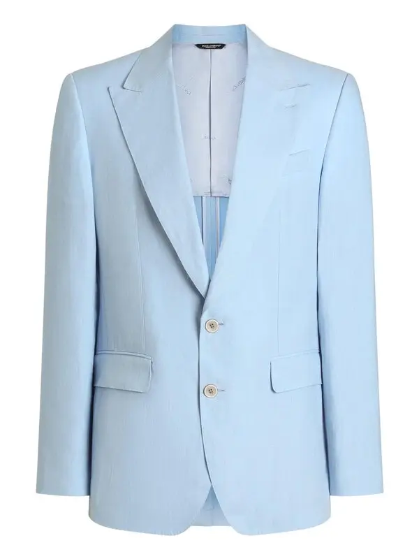 Dolce & Gabbana Sicilia Single-breasted Linen Jacket Suits And Blazers Light Blue Linen - Azure