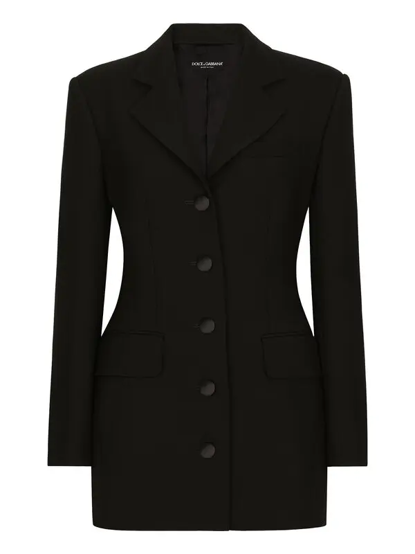 Dolce & Gabbana Long Single-breasted Wool Cady Dolce-fit Jacket Blazers Wool - Black