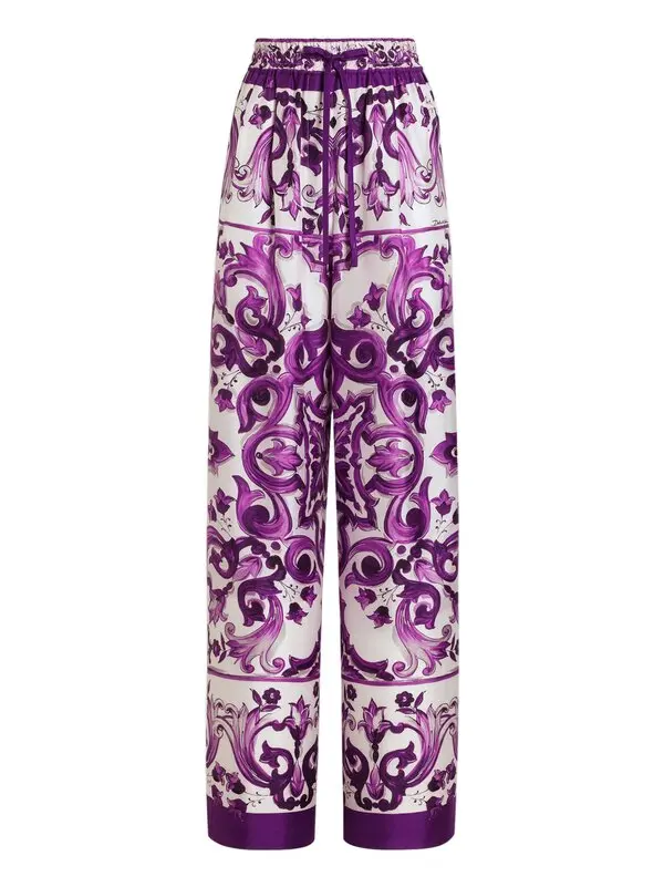 Dolce & Gabbana Majolica-print Twill Trousers Pants And Shorts - Multicolor