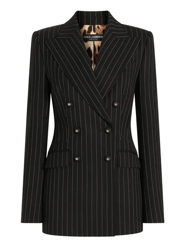 Dolce & Gabbana Double-breasted Pinstripe Wool Jacket Blazers Wool - Multicolor
