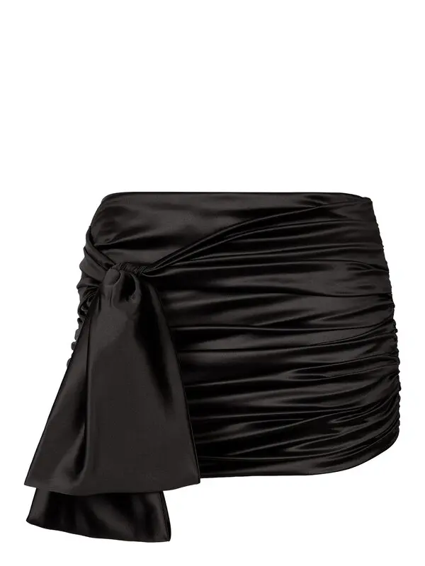 Dolce & Gabbana Short Draped Satin Skirt With Side Bow Skirts Silk - Black