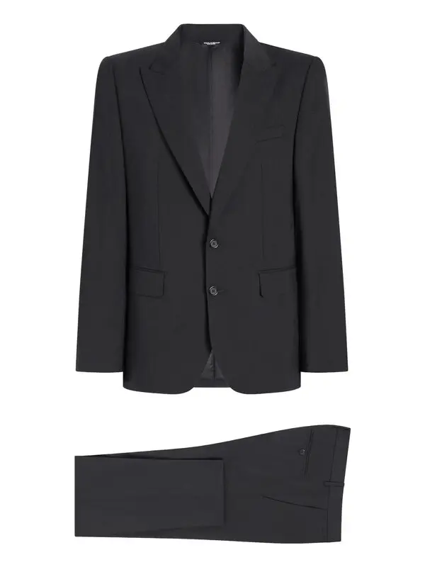 Dolce & Gabbana Stretch Wool Martini-fit Suit Suits And Blazers Wool - Black