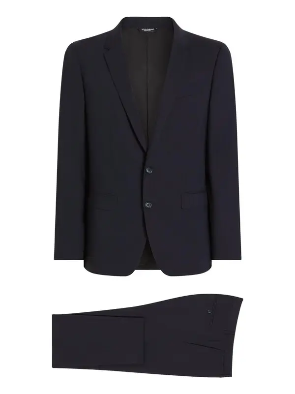 Dolce & Gabbana Stretch Wool Martini-fit Suit Suits And Blazers Wool - Blue
