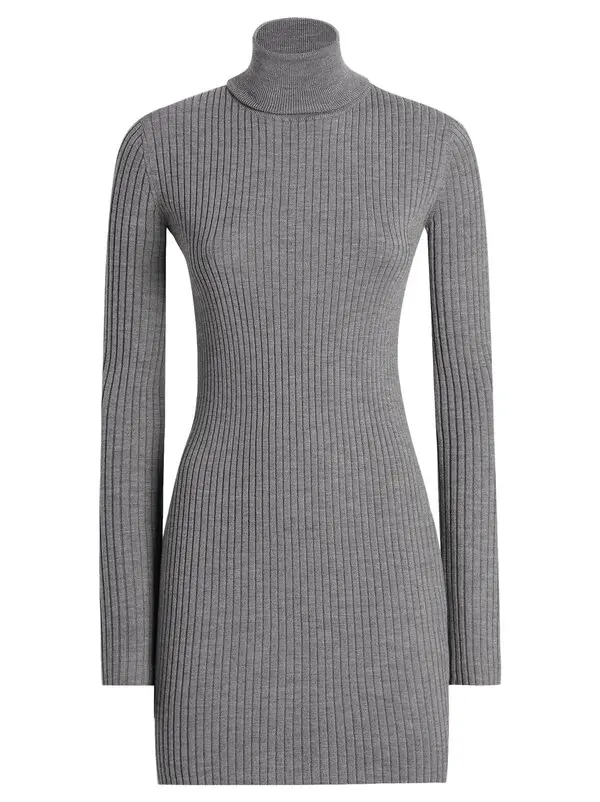 Dolce & Gabbana Turtleneck Long Dress In Wool Dresses Gray - Grey