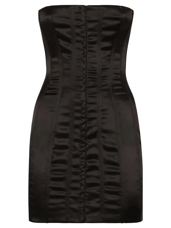 Dolce & Gabbana Short Strapless Satin Dress Dresses Satin - Black