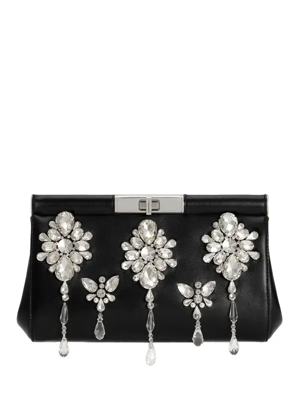 Dolce & Gabbana Crystal Embroidered Marlene Handbag - Black