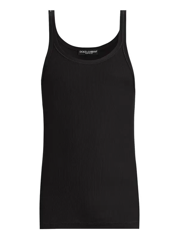 Dolce & Gabbana Ribbed Cotton Tank Top T-shirts And Polos Cotton - Brown