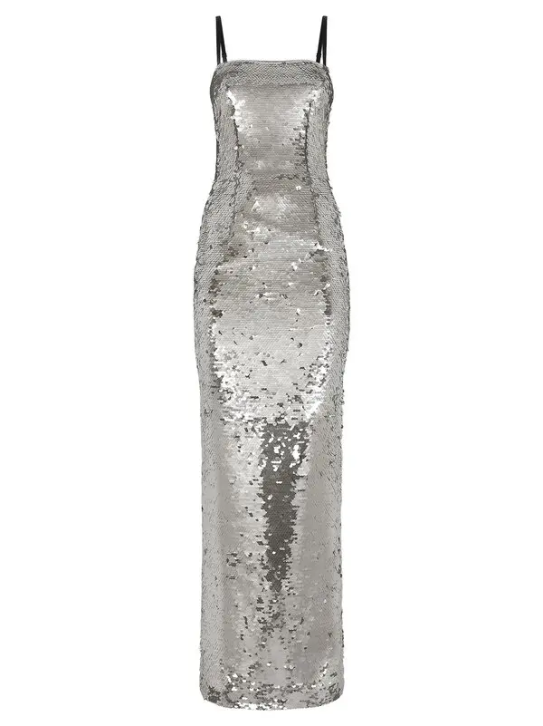 Dolce & Gabbana Long Sequined Dress Dresses - Silver