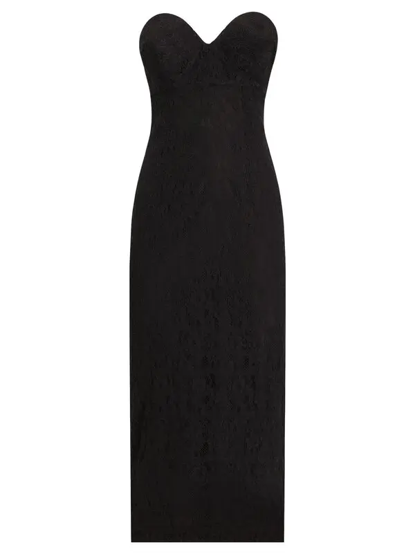 Dolce & Gabbana Strapless Lace Dress With Conical Cups Dresses - Black