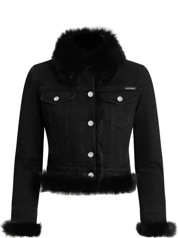 Dolce & Gabbana Denim Jacket Lined With Fur Denim And Jeans Multi-colored - Multicolor