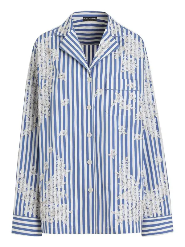 Dolce & Gabbana Cotton Shirt With Flowers And Lace Embroidery Shirts And Tops Multi-colored - Multicolor