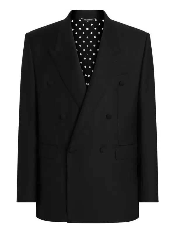 Dolce & Gabbana Double-breasted Sicilia Virgin Wool Jacket Suits And Blazers - Black