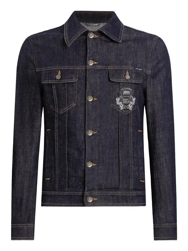 Dolce & Gabbana Cotton Denim Jacket With Heraldic Emblem - Multicolor