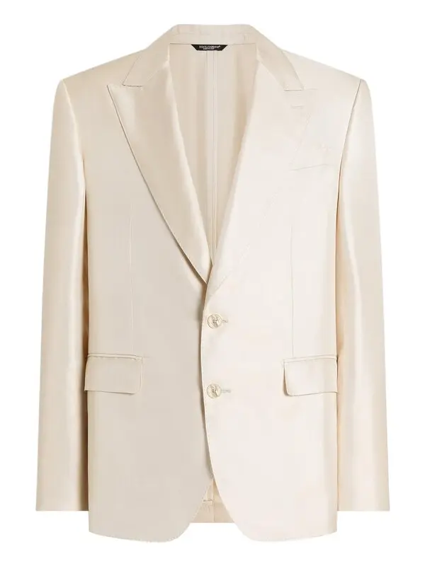 Dolce & Gabbana Sicilia Light Single-breasted Silk Twill Jacket Suits And Blazers - Beige
