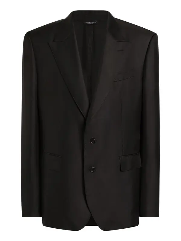Dolce & Gabbana Sicilia Light Single-breasted Silk Twill Jacket Suits And Blazers - Black