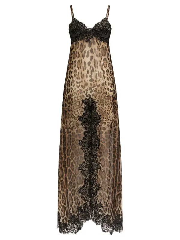 Dolce & Gabbana Leo- Chiffon Slip Dress Dresses Animal - Print