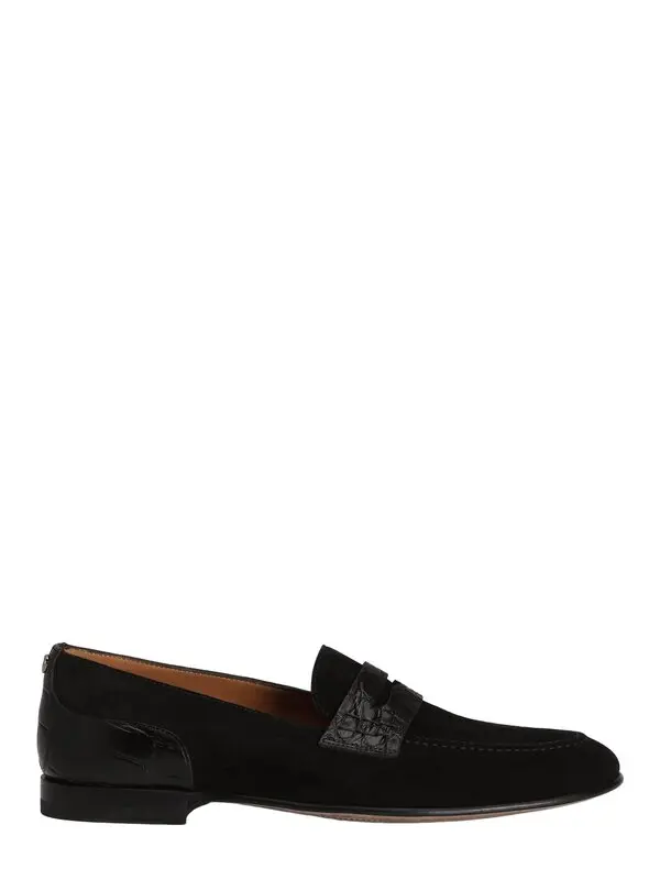 Dolce & Gabbana Split Calfskin And Alligator Loafers - Black