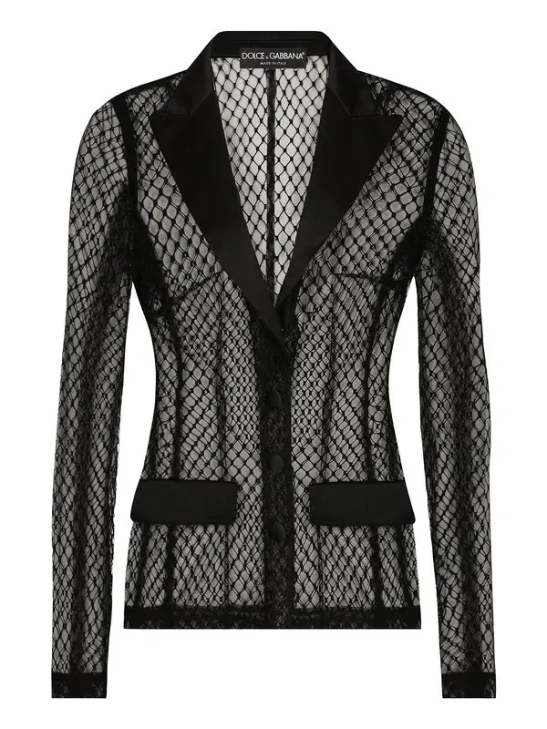 Dolce & Gabbana Single-breasted Mesh Dolce Tuxedo Jacket Blazers - Black
