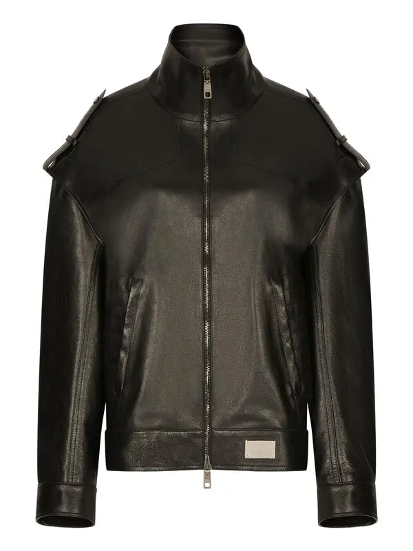Dolce & Gabbana Oversize Bullskin Jacket Coats And Jackets Leather - Black