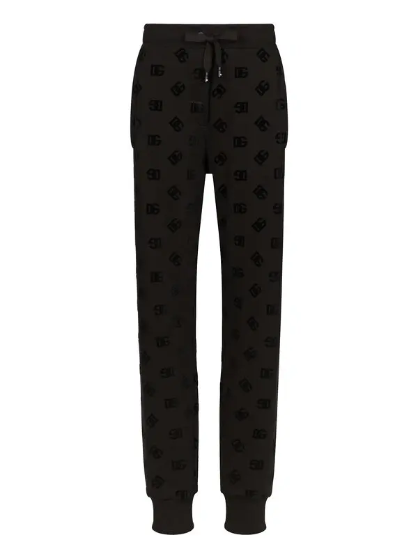 Dolce & Gabbana Jersey Jogging Pants With Flocked Dg Logo Print Pants And Shorts Multi-colored - Black