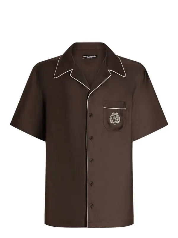 Dolce & Gabbana Hawaii Silk Twill Shirt Shirts - Brown