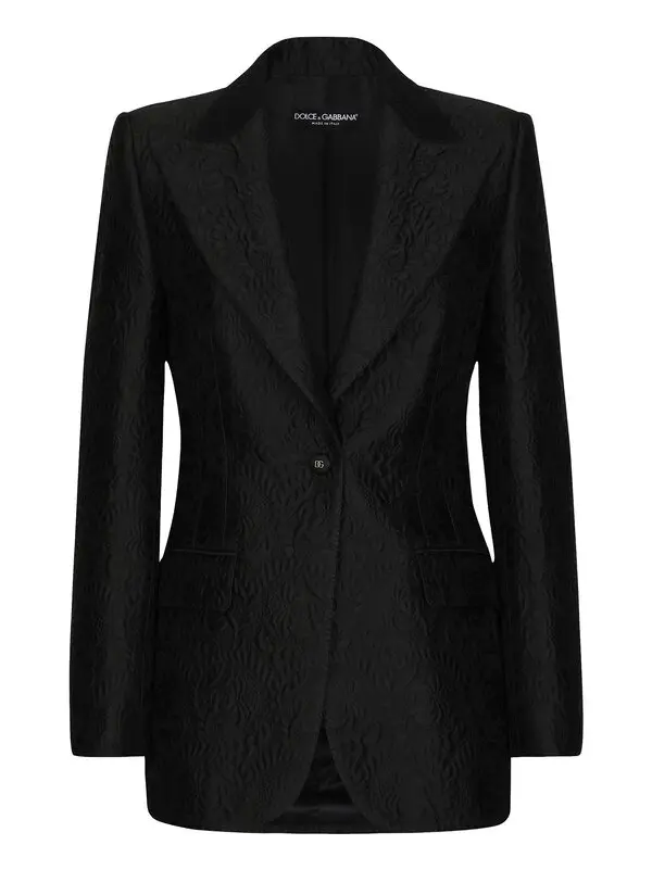 Dolce & Gabbana Single-breasted Floral Brocade Jacket - Black