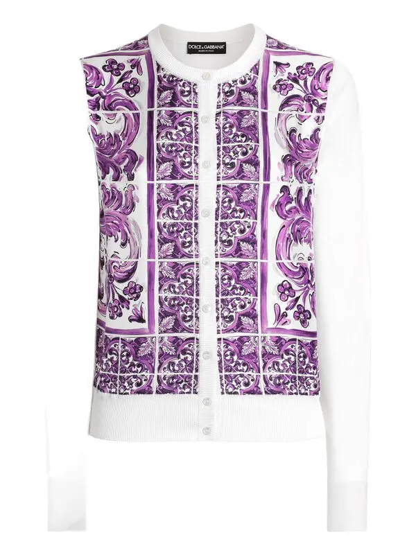 Dolce & Gabbana Silk Majolica Print Cardigan - Multicolor