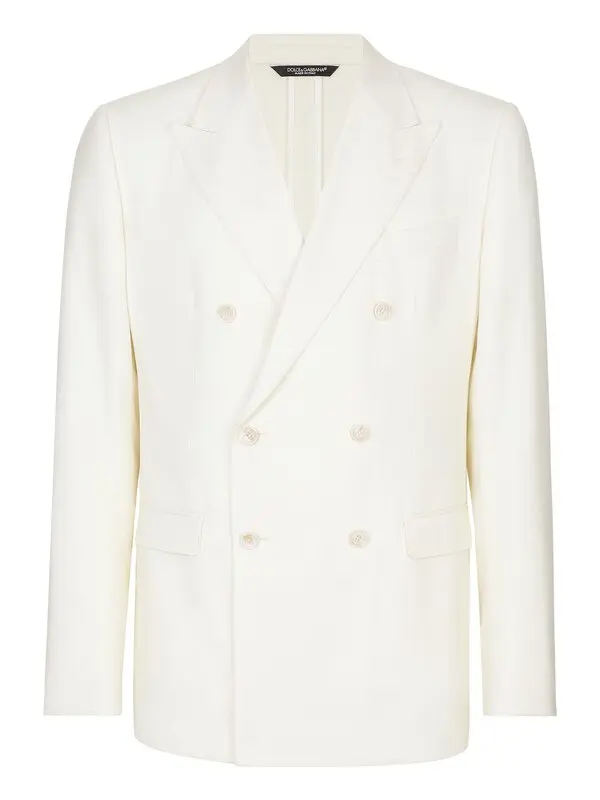 Dolce & Gabbana Double-breasted Taormina-fit Flannel Jacket Suits And Blazers - Beige