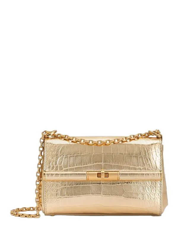 Dolce & Gabbana Lizard Skin Marlene Shoulder Bag - Gold